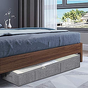 Under the Bed Storage Bags Container,Foldable Large Capacity Underbed Bins Organizer with 4 Strong Handles,2 Sturdy Zippers and Clear Window for Blanket Comforter Clothing Bedding