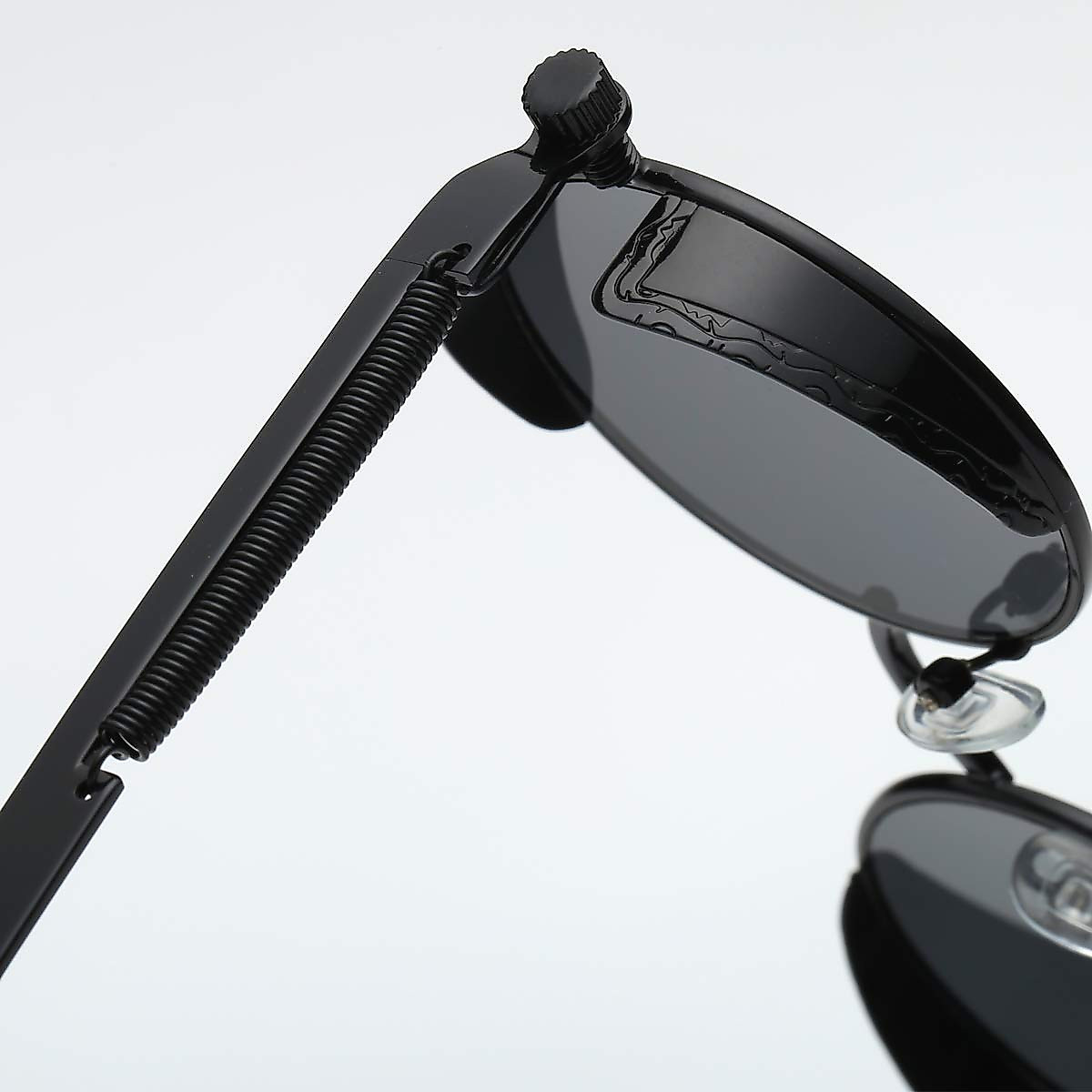 Dollger Sunglasses Unisex Vintage Steampunk Gothic Retro Metal Round Circle Frame Sunglasses 2 pairs Pack Black lens and Red Lens