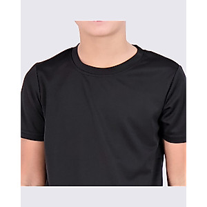 5 Pack: Boys Mesh Short Sleeve Shirts Crew Neck Boy Shirt T-Shirt Tshirt Tops Tees Girls Youth Teen Active Wear Athletic Quick Dry Basketball Gym Sport Undershirt Tee Soccer Top -Set 4,Large 12-14