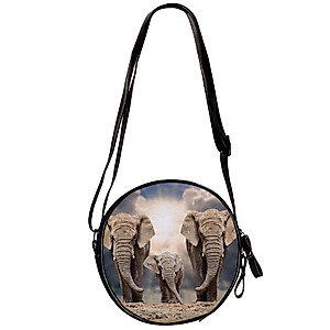 Elephant Animal Crossbody Bag for Women Circle Purse Shoulder Handbag Wallet Crossbody Purse Bag