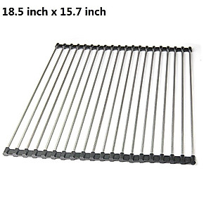 18x15 Roll up Sink Drying Rack Over The Sink Multipurpose roll-up Dish Drying Rack Kitchen Stainless Steel Sink Drain Rack Roll Up Dish Rack Food Drying Mat roll-up Dish Drying Rack