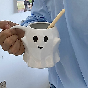 TOKZON Ghost Mug, Halloween Coffee Mug, Cute Ghost Coffee Mug, Ghost Halloween Ceramic Coffee Mug, 14 Fl Oz (1pcs)