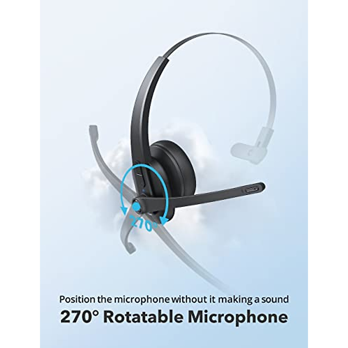 Bluetooth Headset with Microphone, Mute Button, Noise Cancelling Mic, On Ear Headphone Bluetooth 5.0 34H with USB Adapter for PC, Trucker, Home, Office, Online Class, Call Center, Skype Zoom