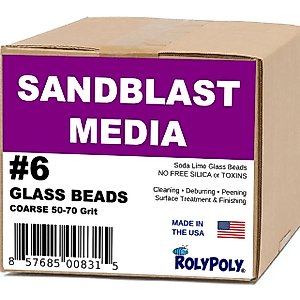 Sandblasting Media Glass Beads #6 (10 LBS) Coarse 50-70 Grit for Sandblaster Abrasive, Blasting Gun, Sand Blast Cabinet