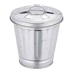 NUOBESTY Mini Garbage Cans Mini Desktop Trash Can Mini Tabletop Flowerpot Pen Holder Galvanized Waste Container Metal Trash Can Garbage Can Mini Rubbish Bin