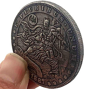 MKIOPNM Coin Collection Commemorative Coin 1887 Radio Batman Superman Brass Old Silver Memorial Put Magic Copper Coins Memorial Coin