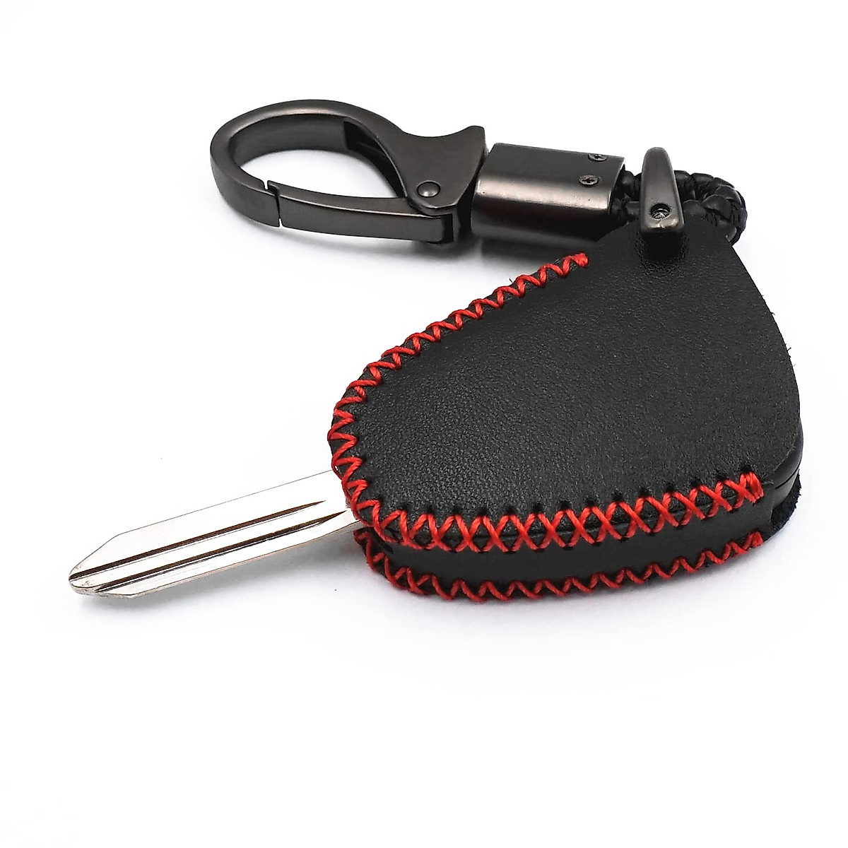 MJKEYAuto Black Leather 6 Buttons Smart Remote Key Fob Cover Chain Case for 2007 2006 2005 2004 Chrysler Town & Country Dodge Caravan Caravan