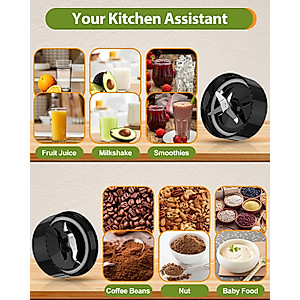 OSEYM Blender for Shakes and Smoothies, Large Size Personal Blenders for Kitchen Max 1000W High Power with Blending and Grinding, Countertop Blenders with 2 * 27 Oz & 10 Oz BPA Free Travel Cup and Lid