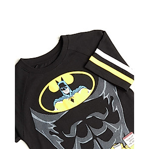 Warner Bros. Batman Boys Superhero Short Sleeve Graphic Logo T-Shirt (Toddler/Little/Big Boys), Size 5/6, Batman Stripe Black