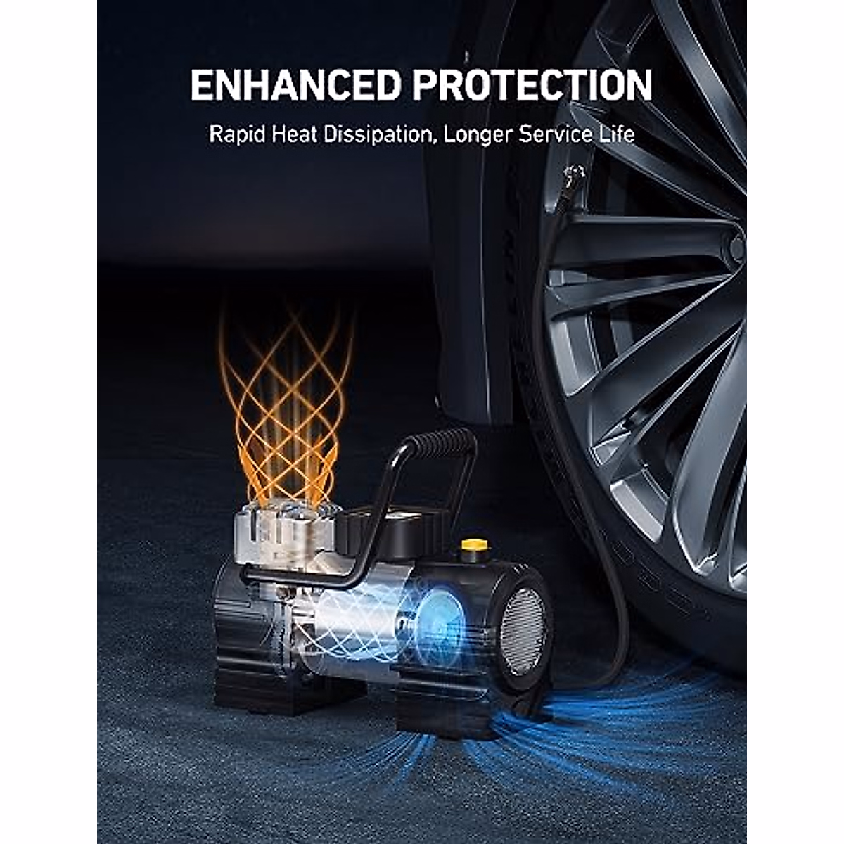 AstroAI Tire Inflator Portable Air Compressor (Up to 150 PSI) Tire Pump for Car 12V DC Digital Air Pump with 12 LEDs Super Bright Light for Bicycle, Motorcycle, Automotive Car Accessories