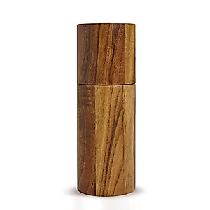 Adhoc Acacia Wood Salt or Pepper Mill - Wood Salt & Pepper Grinders with an Aroma Cap - Refillable Spice Tools - Hand Wash Kitchen Gadget - Brown, 5.5"