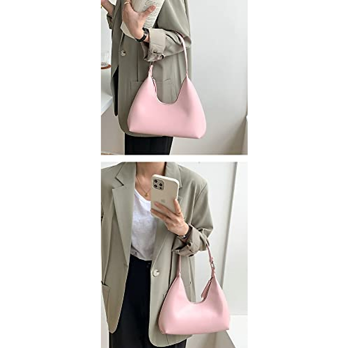 Women's Satchel Bag PU Clutch Small Satchel Bag Cute Shoulder Bag Hobo Bag Solid Color Fashion Mini Clutch