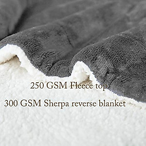 LBRO2M Sherpa Fleece Bed Blanket Twin Size Super Soft Fuzzy Plush Warm Cozy Fluffy Microfiber Couch Throw Velvet Double Reversible Blankets,Grey