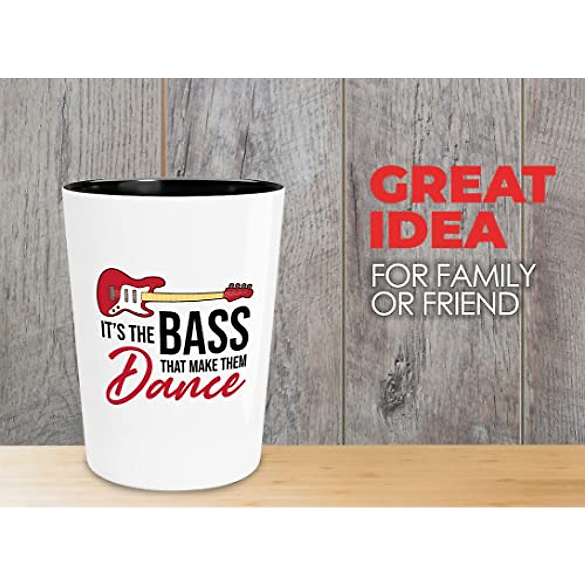 Flairy Land Bass Player Gifts Shot Glass 1.5oz - It's The Bass that makes them dance - Jazz Guitarist Musician Bassist Band Orchestra Instrumentalist Guitar