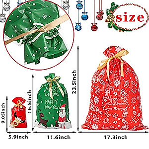 Christmas Drawstring Gift Bags Assorted Sise Large Christmas Wrapping Bags with Drawstring Christmas Drawstring Gift Bags for Presents Xmas Treat Goody Candy Bags