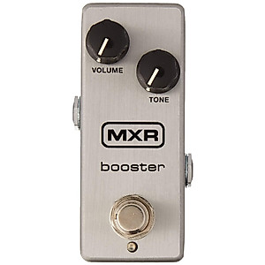 MXR M293 Booster Mini Guitar Effects Pedal Bundle with 2 Patch Cables and Dunlop Pick Pack