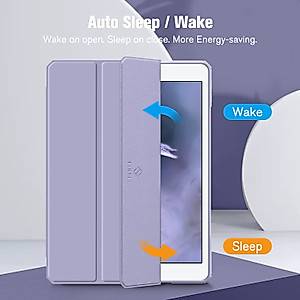 Fintie Hybrid Slim Case for iPad 9th / 8th / 7th Generation (2021/2020 / 2019) 10.2 Inch - [Built-in Pencil Holder] Shockproof Cover with Clear Transparent Back Shell, Lilac Purple