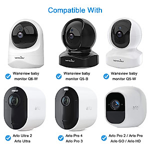 Anbage Baby Monitor Mount Baby Camera Holder Flexible Twist Mount Compatible with Wansview Baby Monitor Q6-W,Q5-B,Q5-W, Arlo Pro/Pro2/Ultra/Pro3/Go/HD Attached for Crib, Shelves or Other Places