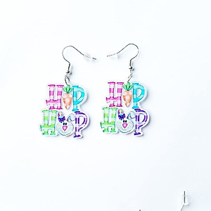 Pingyongchang Cute Easter Acrylic Earrings Set Easter Dinosaur Egg Bunny Drop Earrings Happy Easter Rabbit Dangle Earrings for Women Holiday Party Jewelry Gifts-Rabbit