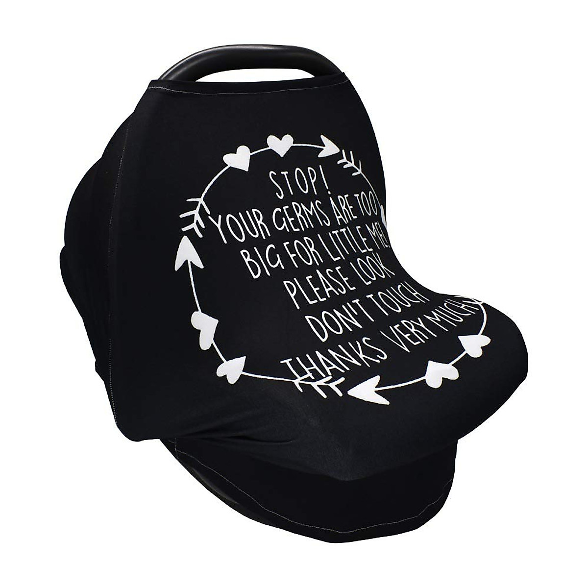 Baby Car Seat Cover, Breastfeeding Nursing Covers Scarf with Safety Warning No Touching Sign Infant Soft Breathable Stretchy Infant Car Seat Canopy Cover Shopping Cart, Stroller, Carseat Covers