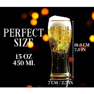 Unique Birthday Gifts for Men, Husband, Him, Funny Beer Glass for Dad, Brother, Boyfriend, Son, Uncle, 15 oz, Legends are Born in February