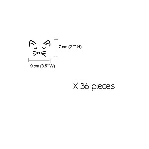 JUEKUI Set of 36 Cat Pattern Wall Decal Cat Lover Gift Nursery Decor Girls Room Decor Animal Art Vinyl Wall Sticker WS44 (Black)