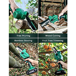 KIMO 6 Inch Mini Chainsaw Cordless, 2.3Lb Lightweight Handheld Chainsaw with Safety Lock, 20V Battery Powered Chainsaw, Portable Electric Chainsaw for Wood Cutting Tree Trimming
