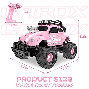 Carox Remote Control Car for Girls1:16 Scale-80 Mins Playtime Pink Classic Car with Cute LED Headlight for All Terrains-R/C Toys as Birthday for Girls (pink)