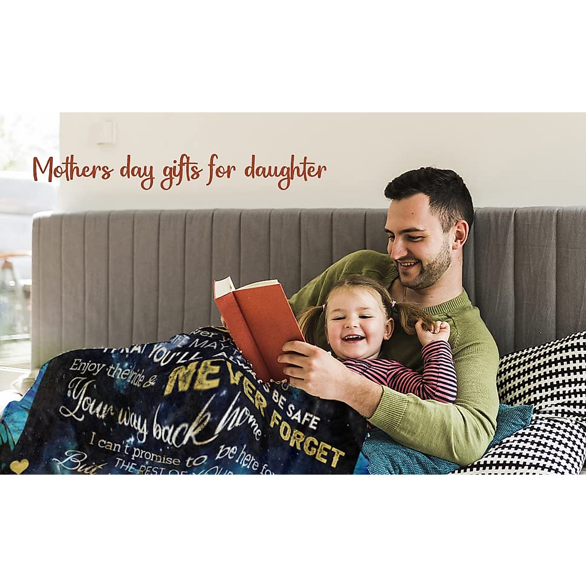 WSYEAR Mothers Day Birthday Gifts for Daughter Adult,Daughter Gifts from Dad Daughter Blanket for Mother's Day Birthday Anniversary Wedding 60X50