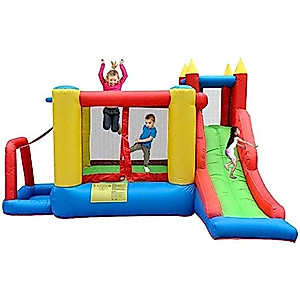 Inflatable Castle and Slide, Children S Trampoline Slide Small Home Naughty Castle Kindergarten Indoor and Outdoor Toy Playground Colors 340 280 205Cm