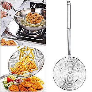 Spider Strainer Skimmer, Swify Stainless Steel Asian Strainer Ladle Frying Spoon with Handle for Kitchen Deep Fryer, Pasta, Spaghetti, Noodle, 5.5 Inch