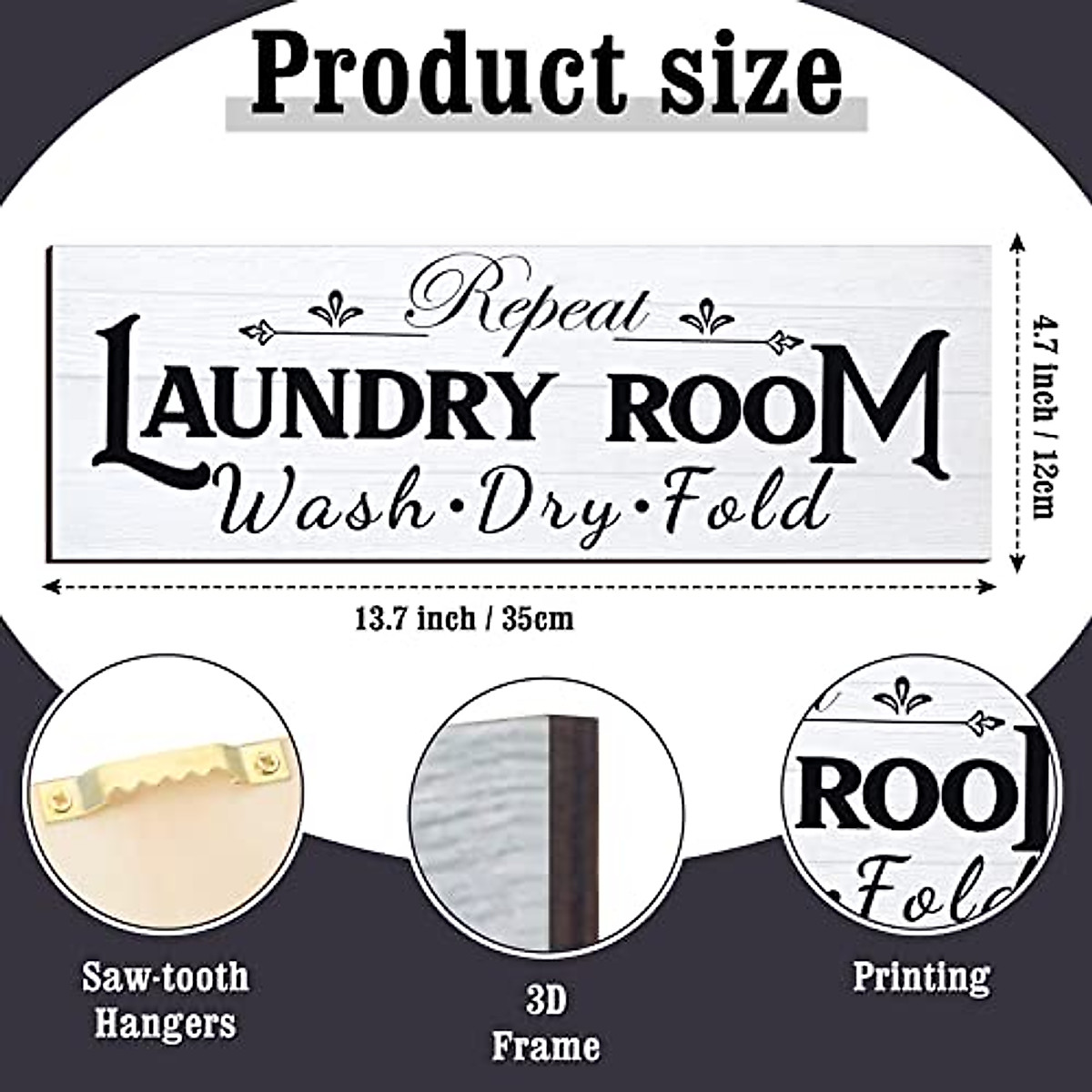 Yerliker Set of 5 Laundry Room Decor Farmhouse Laundry Room Wooden Sign Wash Fold Dry Repeat Signs Rustic Laundry Wall Art Prints Laundry Room Sign Decor for Home, Unframed