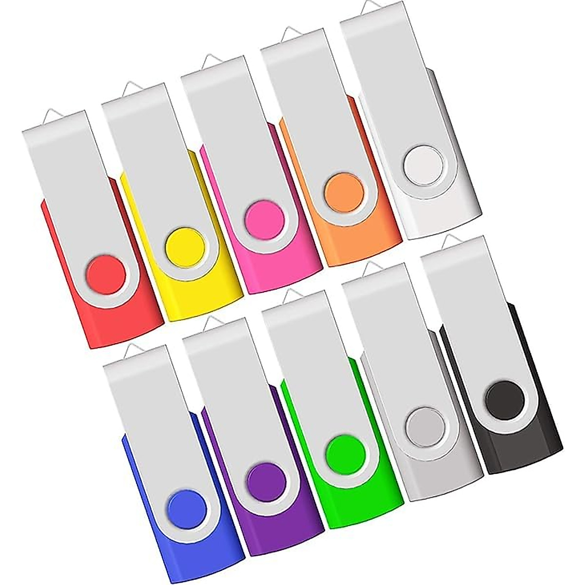 4GB USB Flash Drives 10 Pack and USB Case of 10 Slots Bundle USB Holders to Organize 10 Thumb Drives 4 GB