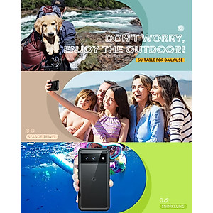 Lanhiem Pixel 8 Case, IP68 Waterproof Dustproof Case with Built-in Screen Protector, Rugged Full Body Shockproof Protective Clear Cover for Google Pixel 8 6.2 Inch, Black