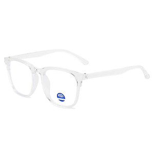 Weloveushop Large Frame Anti-Blue Light Glasses Transparent Watch Mobile Phone Computer Goggles Flat Mirror (Transparent Frame)