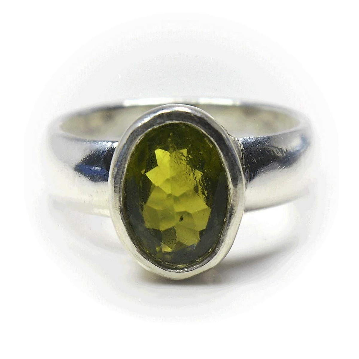 Gemsonclick Natural Peridot Sterling Silver Ring 2 Ct Chakra Healing Gemstone Size 5,6,7,8,9,10,11,12,13