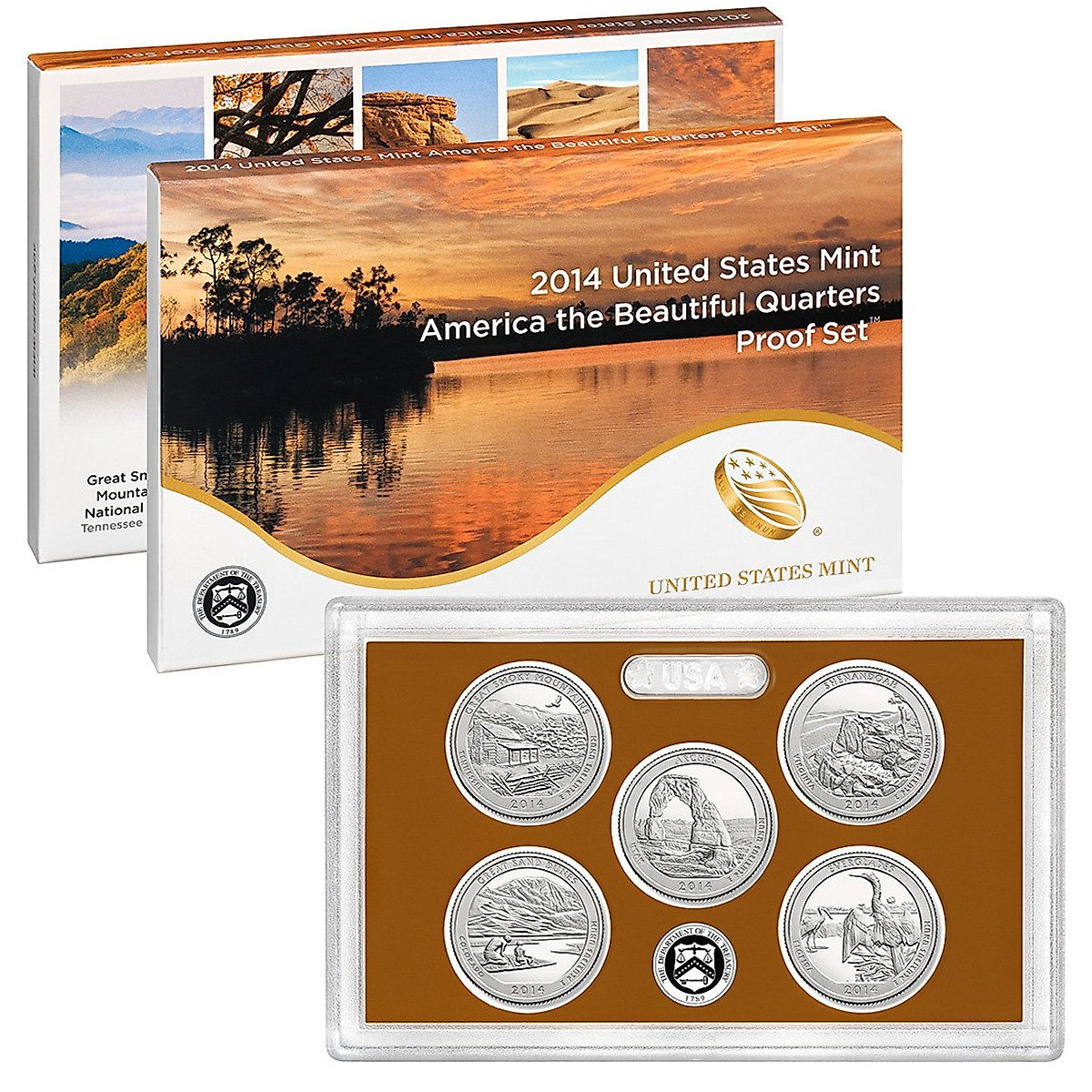 Rare Coins National Park Quarters Proof Set 2015 S 5 Coin Proof with Box & Certificate