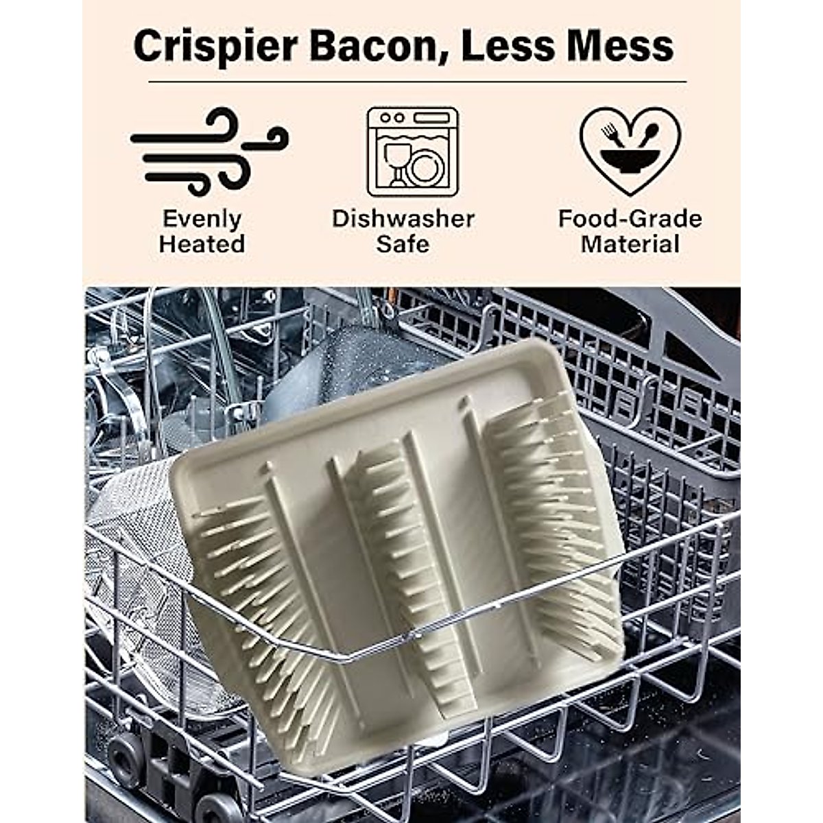 Emson Bacon Wave TRTAZ11A, Microwave Bacon Cooker, New, 9.96" x 8.03" x 0.37" (Length x Width x Height), White