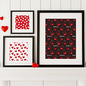 Whaline 90 Sheets Valentine's Day Tissue Paper Plaid Heart Love Prints Gift Wrapping Paper Red Black Decorative Art Paper for Wedding Anniversary Birthday DIY Crafts Gifts Decor Supplies, 6 Design