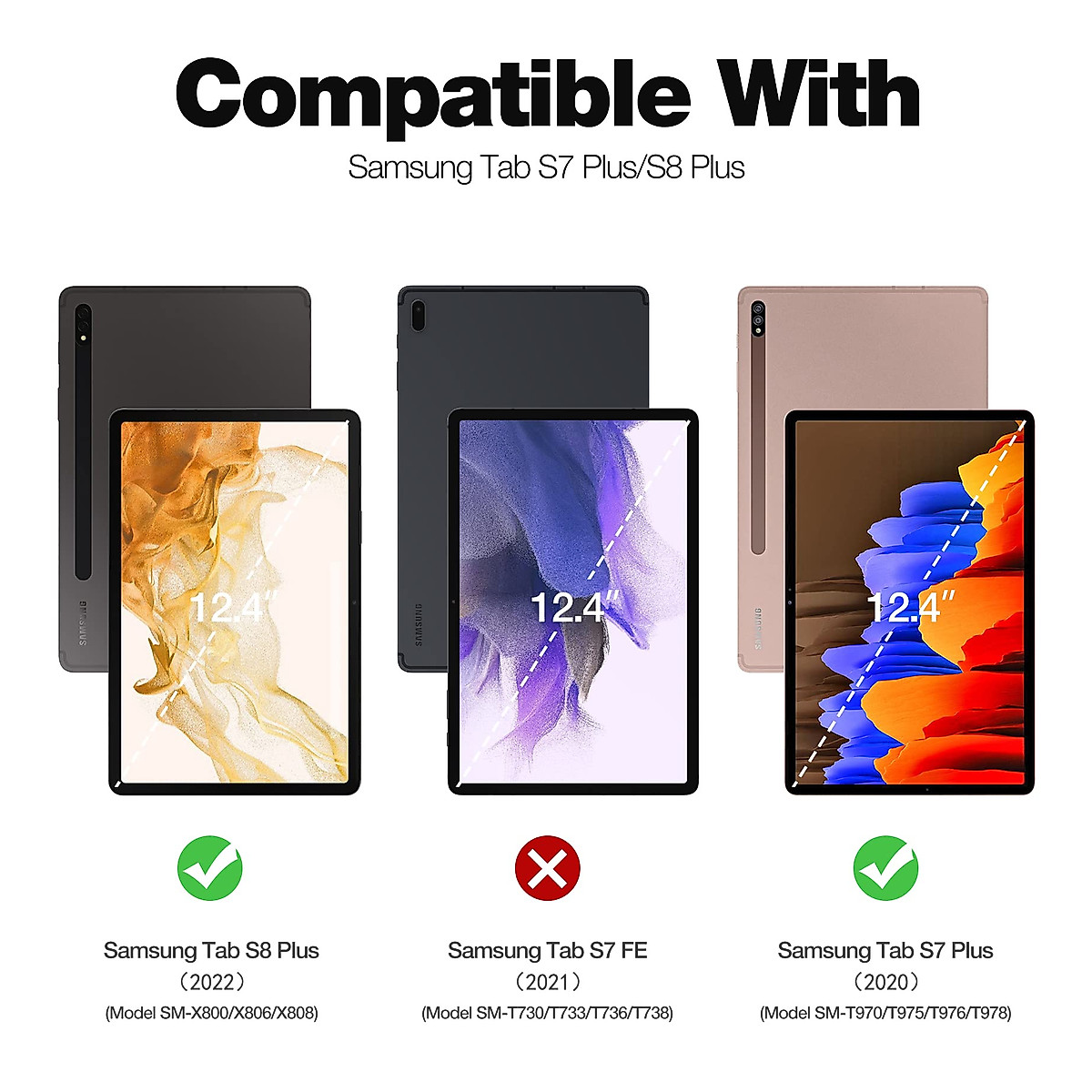Dexnor Case for Samsung Galaxy Tab S8+ Plus(2022)/Galaxy Tab S7+ Plus (2020) 12.4 Inch, [Built in Screen Protector & Kickstand] with Pen Holder Heavy Duty Shockproof Full Body Protective Cover-Pink