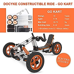 Docyke Electric Go Kart Kit Constructibles Over 15 Electric Vehicles Battery Powered for Boys and Girls Kids Electric Ride on Cars Best Gifts for 5 to 18 Year Old Kids