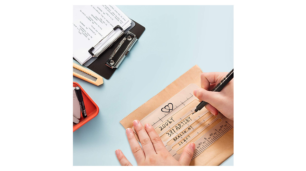 7-Piece Addressing Guide & Brush Pens for Perfect Envelopes