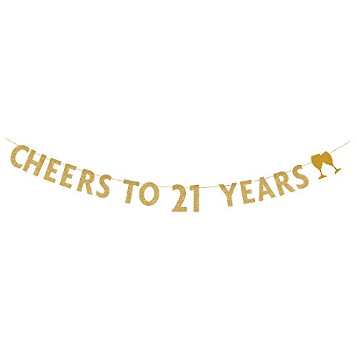 MAGJUCHE Gold glitter Cheers to 21 years banner,21th birthday party decorations