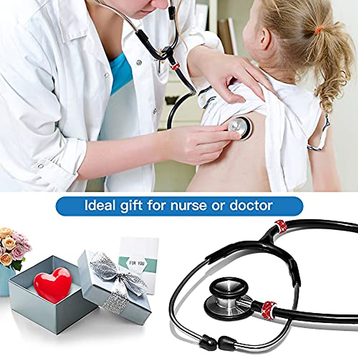 Soleebee Bling Crystal Stethoscope Charms,Crystal Stethoscope Decorations Hospital Nurse Personalized Gifts for Doctors (Red)