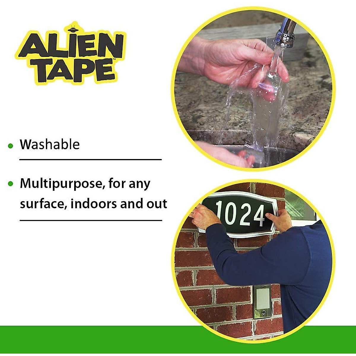 Bell+Howell Alientape Nano Double Sided Tape, Multipurpose Removable Adhesive Transparent Grip Mounting Tape Washable Strong Sticky Heavy Duty for Carpet Photo Frame Poster Décor As Seen On TV