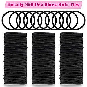 Anezus 250 Pcs Black Elastics Small Hair Ties Elastics Small Hair Rubber Bands Accessories Ponytail Holders for Women Girls Baby Toddlers Men with Thick Straight Curly Hair, 3 mm