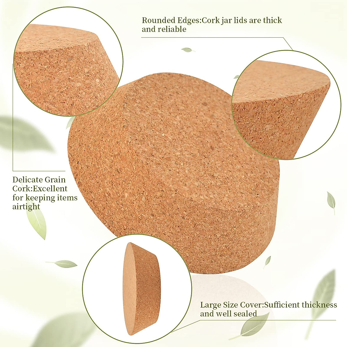 2 Pack Cork Lids Small Cork Lids for Jars Wood Jar Cork Lids Canning Lids Cork Bottle Lids Cork Lids Only for Kitchen Wedding Favor DIY Gift Canning Jars