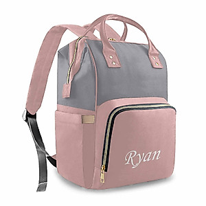 Custom Colourful Diaper Bag Backpack for Baby Girl Boy, Personalized Name Mommy Bags Baby Monogrammed Diaper Bags, Waterproof Nappy Travel Daypack for Dad Mom Gifts