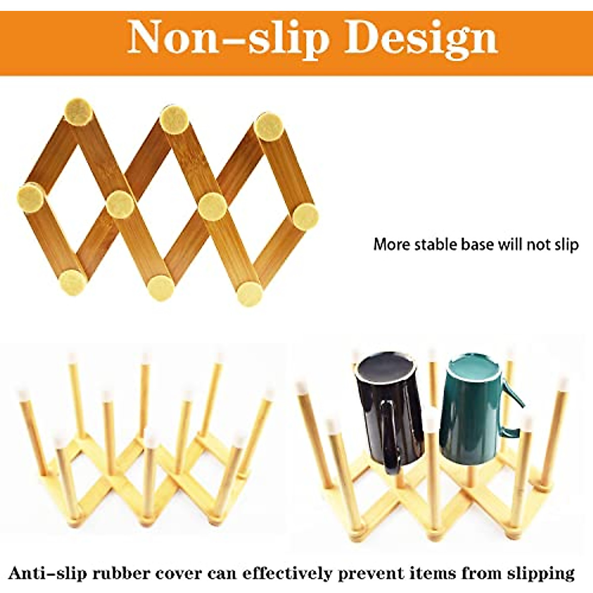 Cyauatt Wooden Cup Bottle Drying Rack, Retractable Drinking Glass and Sports Bottle Drainer Rack,Stand Cup Dish Holder and Plastic Bag Dryer Rack