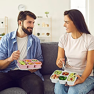 Nuoqiuu 6 Pcs Bento Snack Containers, 5-Compartment Lunchable Containers, Reusable Meal Prep Container for Kids, Snack Storage Boxes for Toddler School